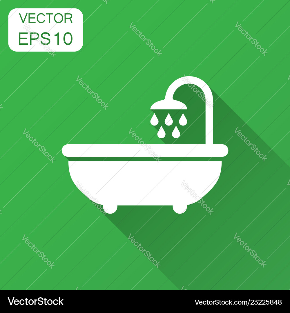 Bath shower icon in flat style bathroom hygiene Vector Image