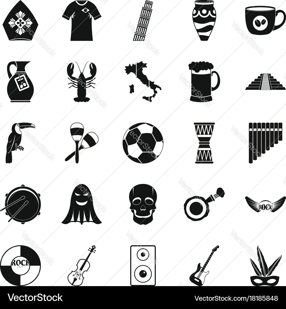 Big celebration icons set simple style Royalty Free Vector