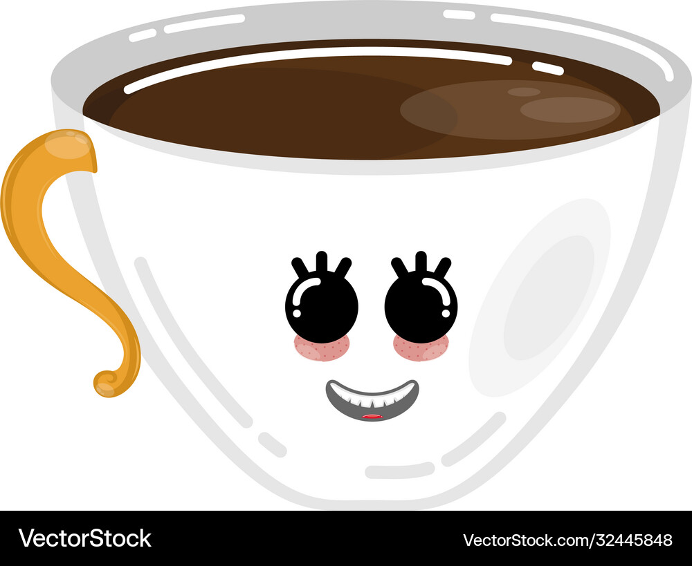 Cartoon icon a happy coffee cup Royalty Free Vector Image