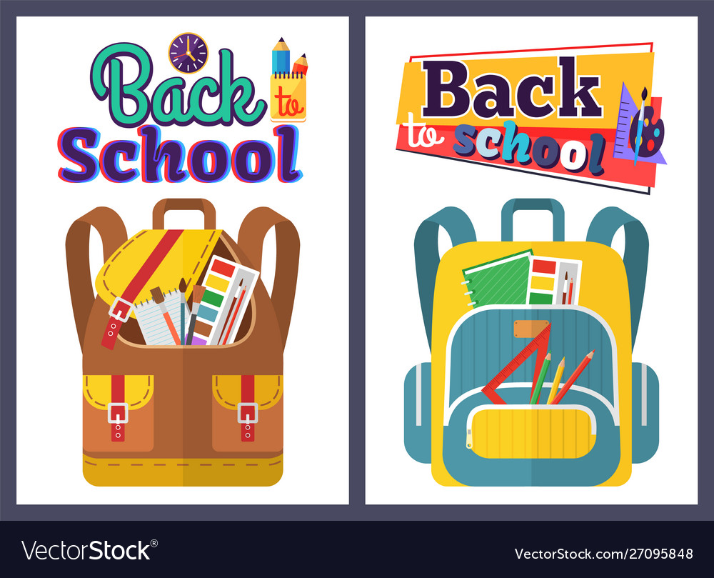 Colored school backpack back Royalty Free Vector Image