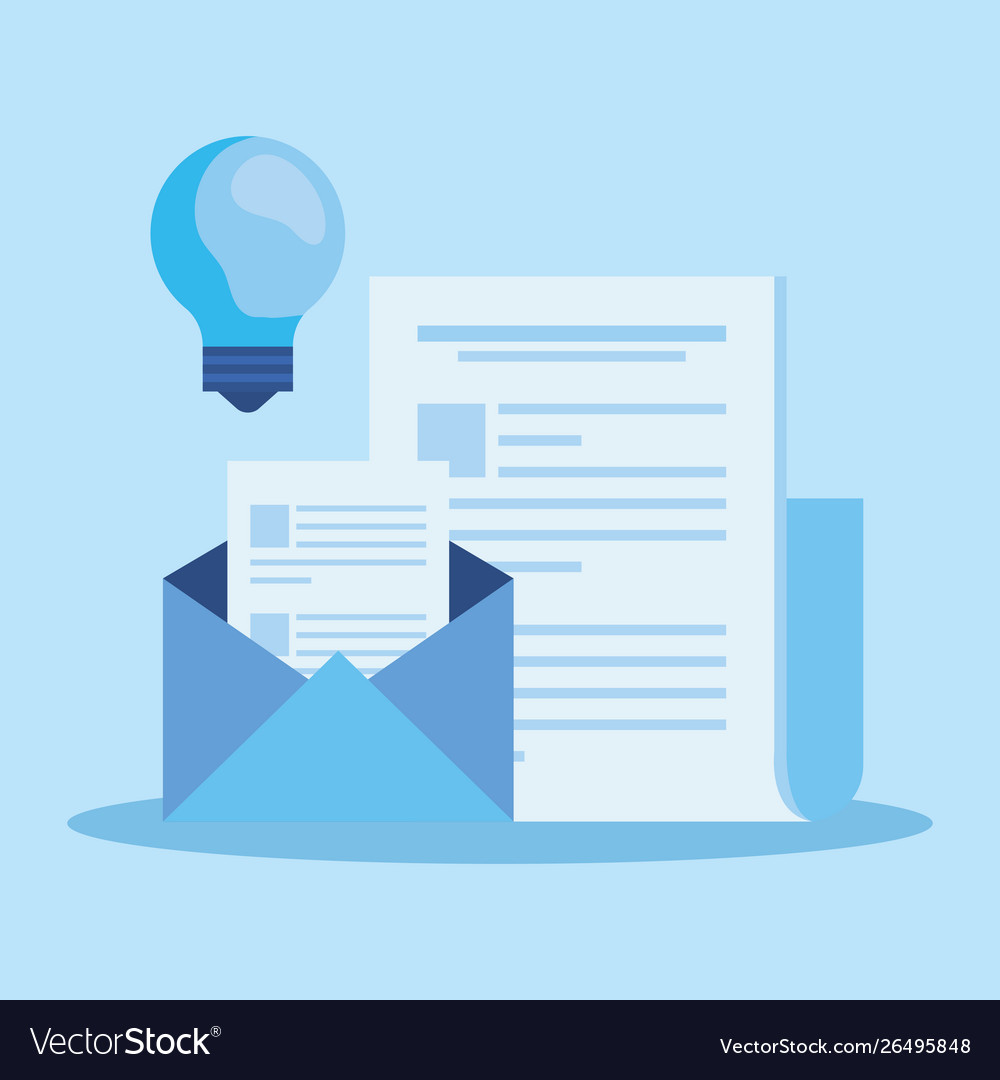 Document information with letter and bulb idea Vector Image