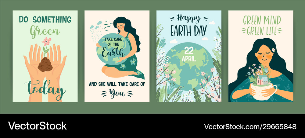 Earth day save nature templates for card Vector Image