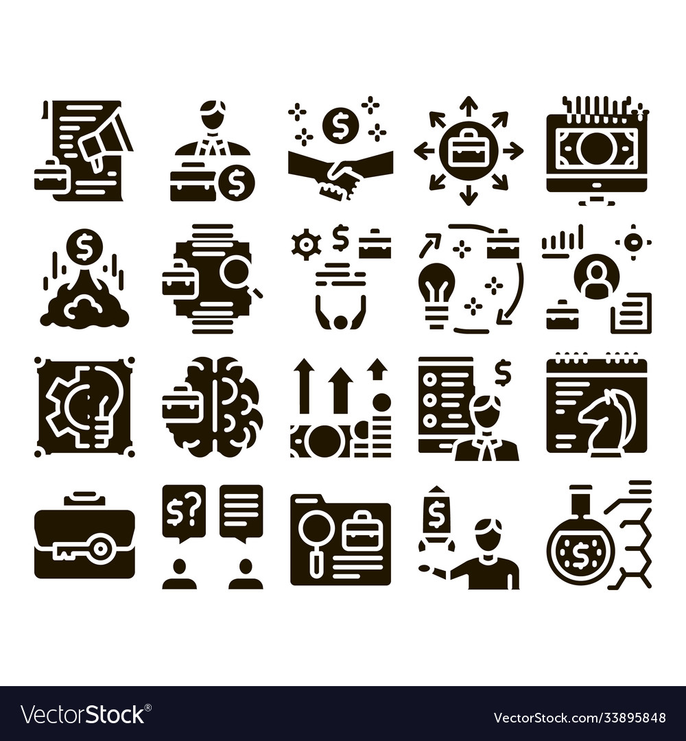 Entrepreneur business glyph set Royalty Free Vector Image
