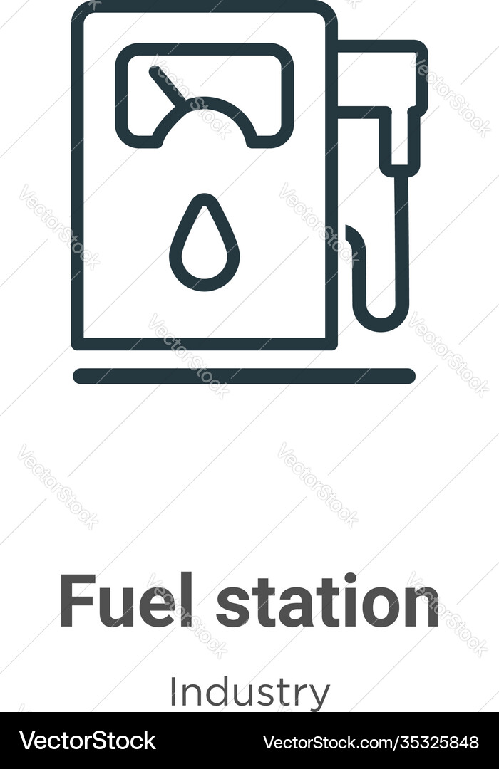 Fuel station outline icon thin line black Vector Image