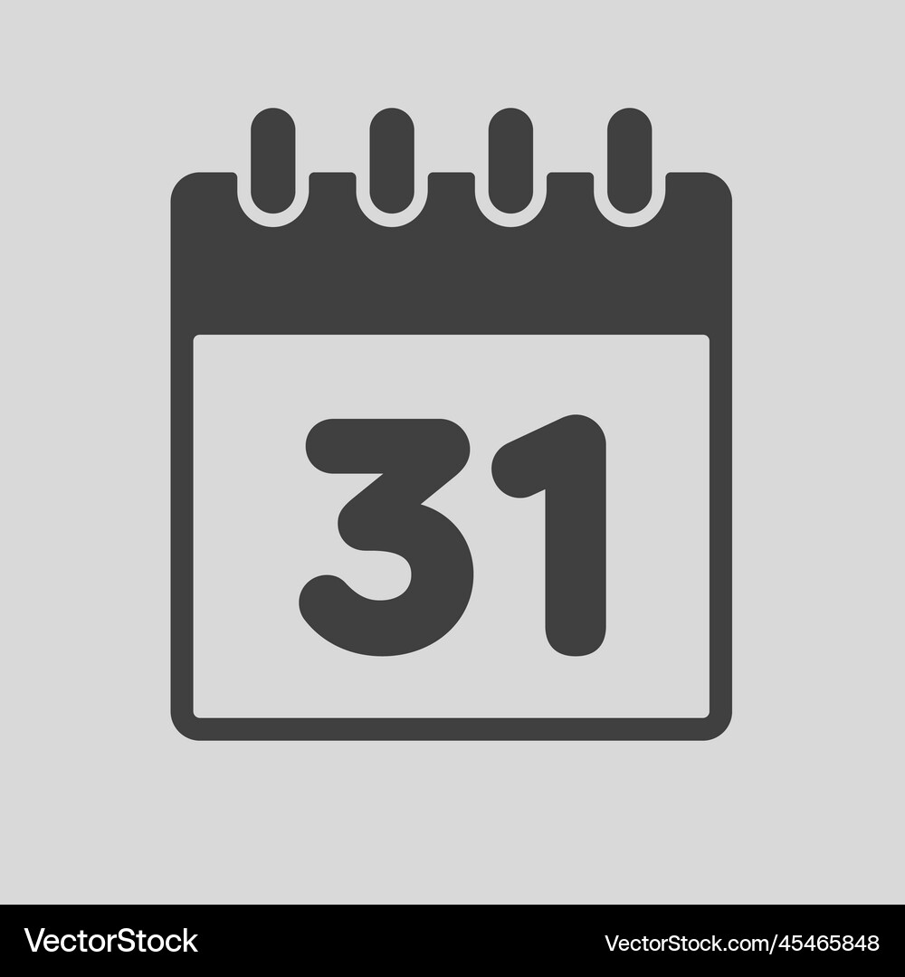 Icon page calendar day - number 31 Royalty Free Vector Image