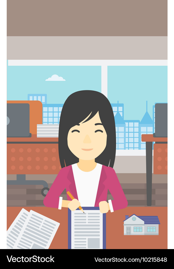 Real estate agent signing contract Royalty Free Vector Image
