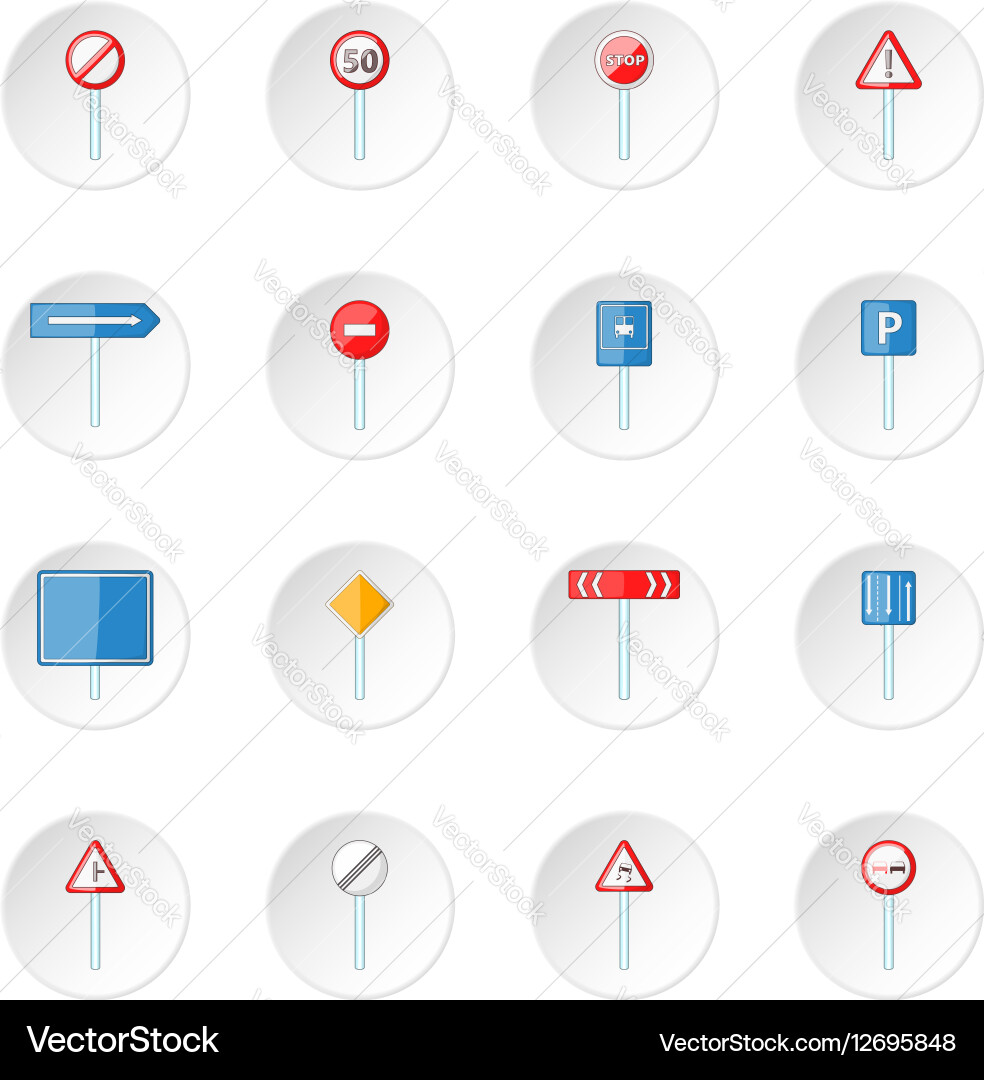 Road signs icons set Royalty Free Vector Image