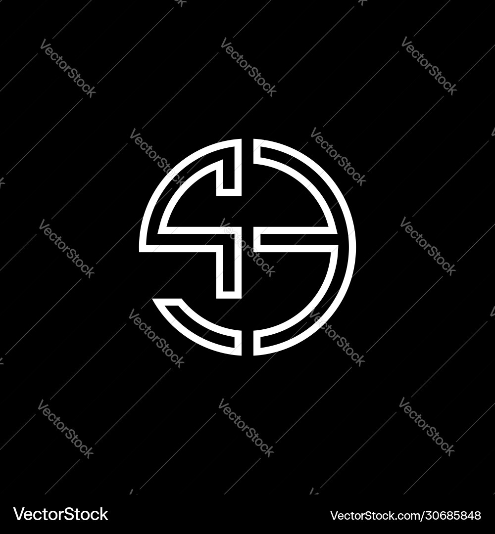 Se monogram logo circle ribbon style outline Vector Image