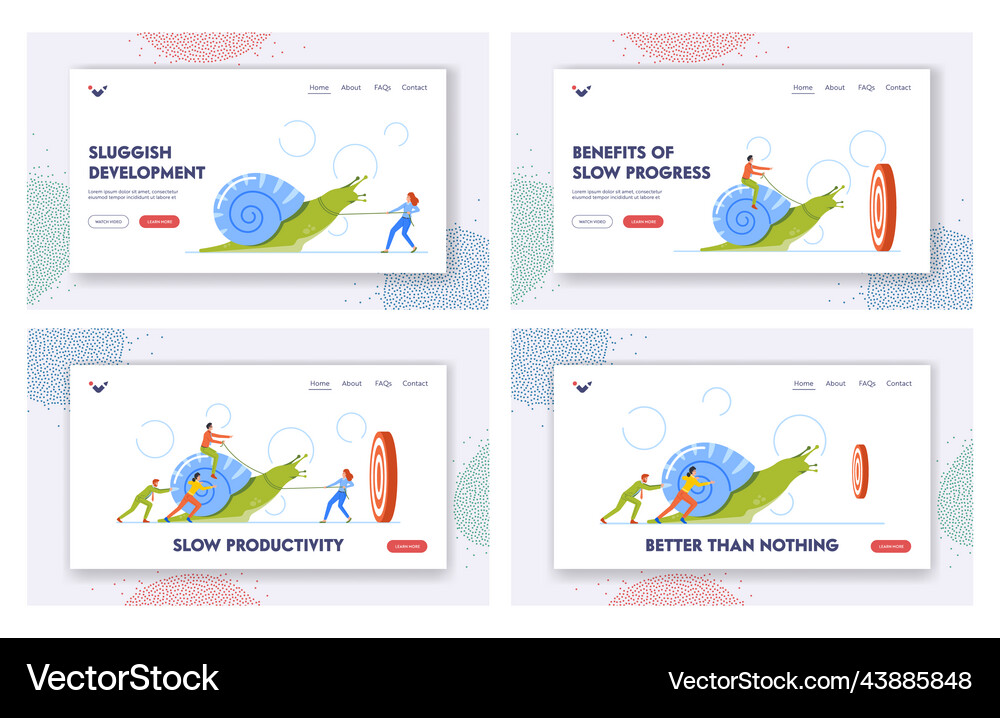 Slow productivity landing page template set Vector Image
