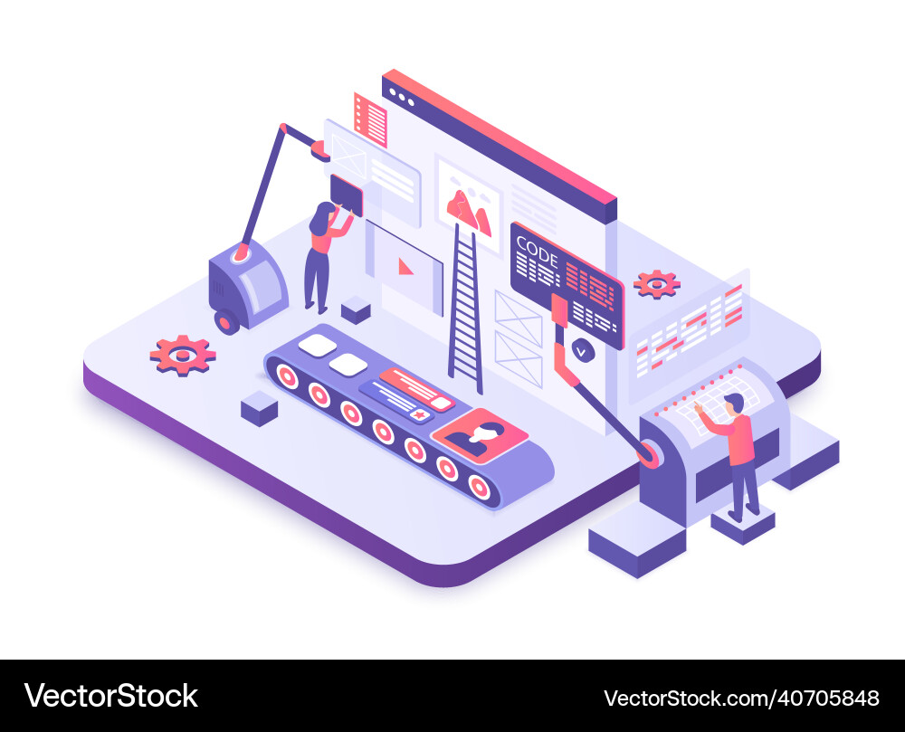 Software back end web development team Royalty Free Vector
