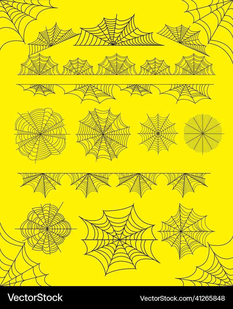 Spider web set for creepy halloween design Vector Image