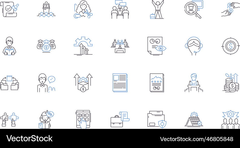 Team maturation line icons collection progression Vector Image