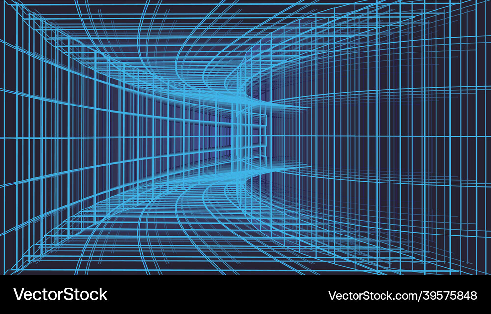 Tunnel or wormhole latticed wireframe 3d Vector Image