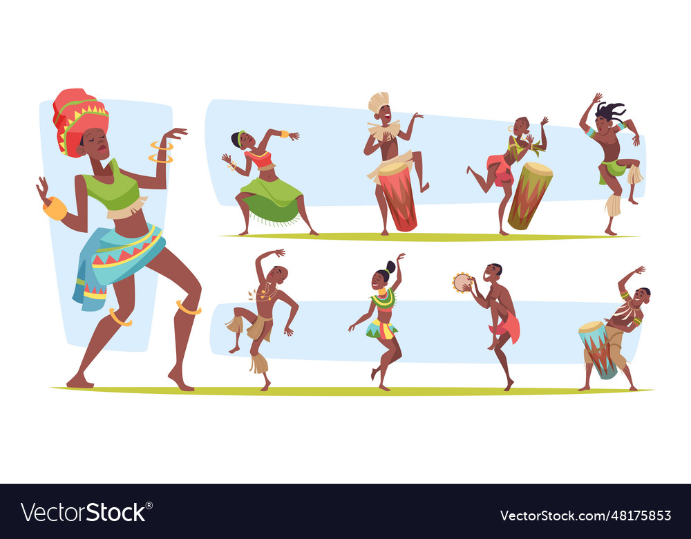 African people tribal dancers in different poses Vector Image