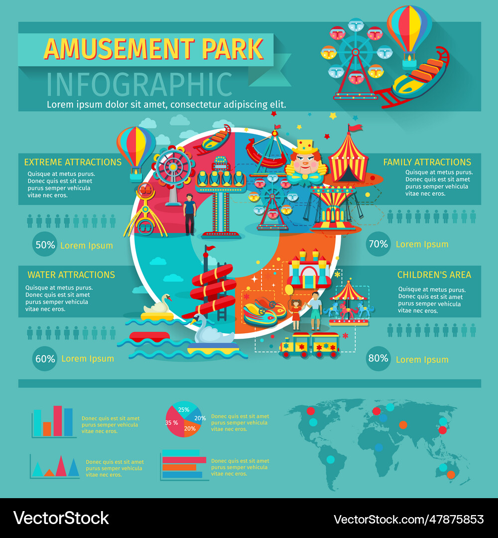 Amusement park infographics park Royalty Free Vector Image