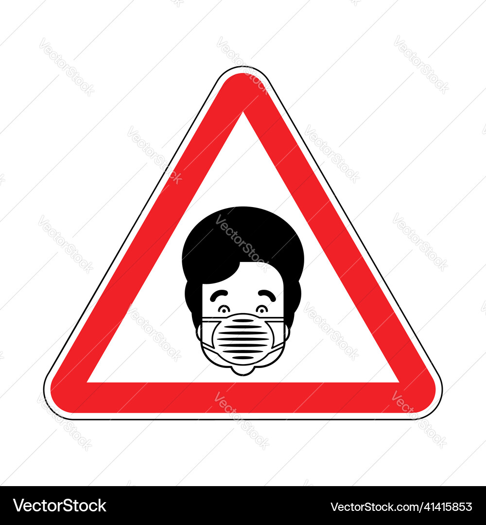 Attention coronavirus warning red road sign Vector Image