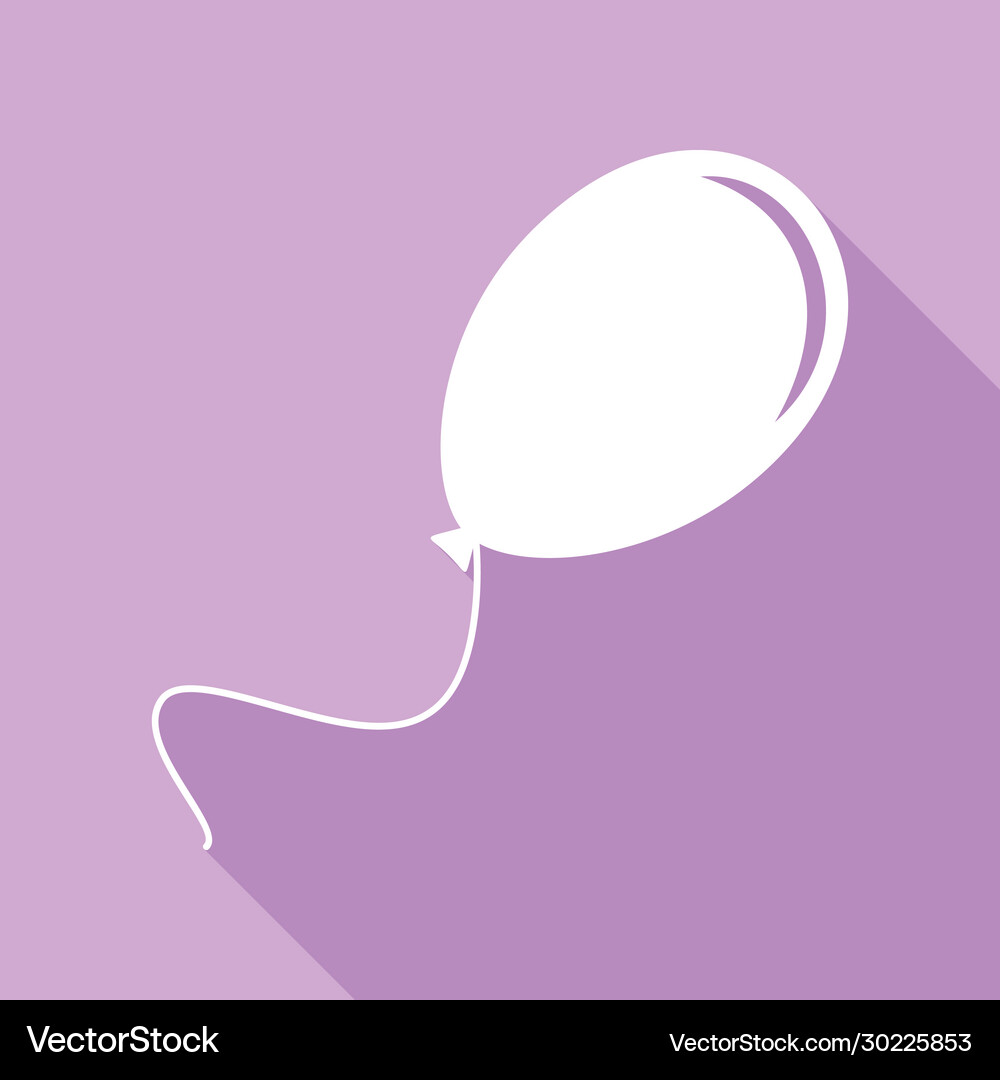 Balloon sign white icon with long shadow Vector Image