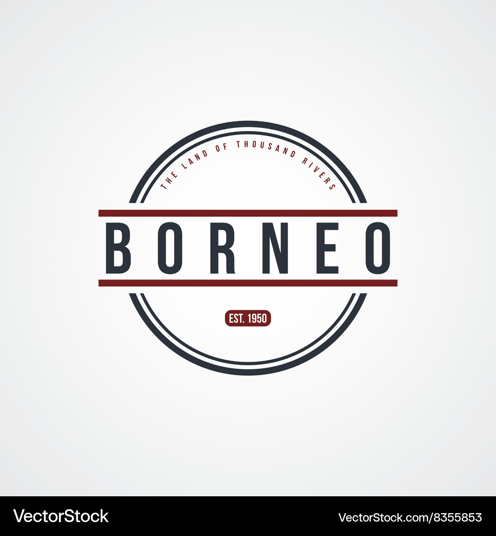 Borneo badge indonesia label theme Royalty Free Vector Image