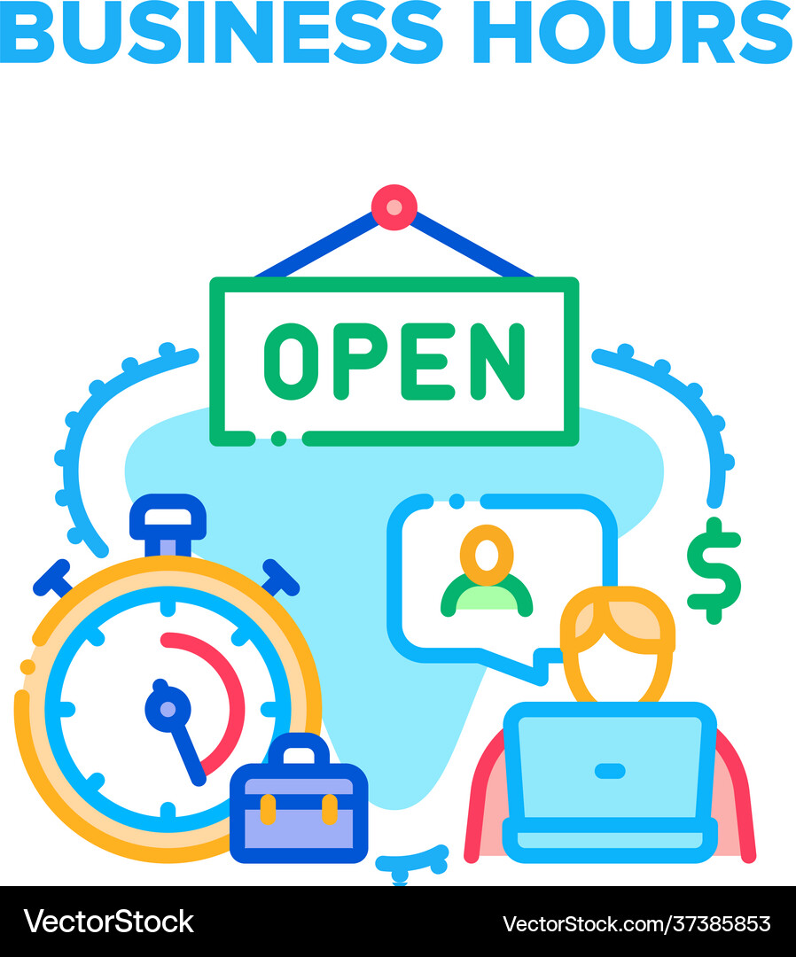 Business hours concept color Royalty Free Vector Image