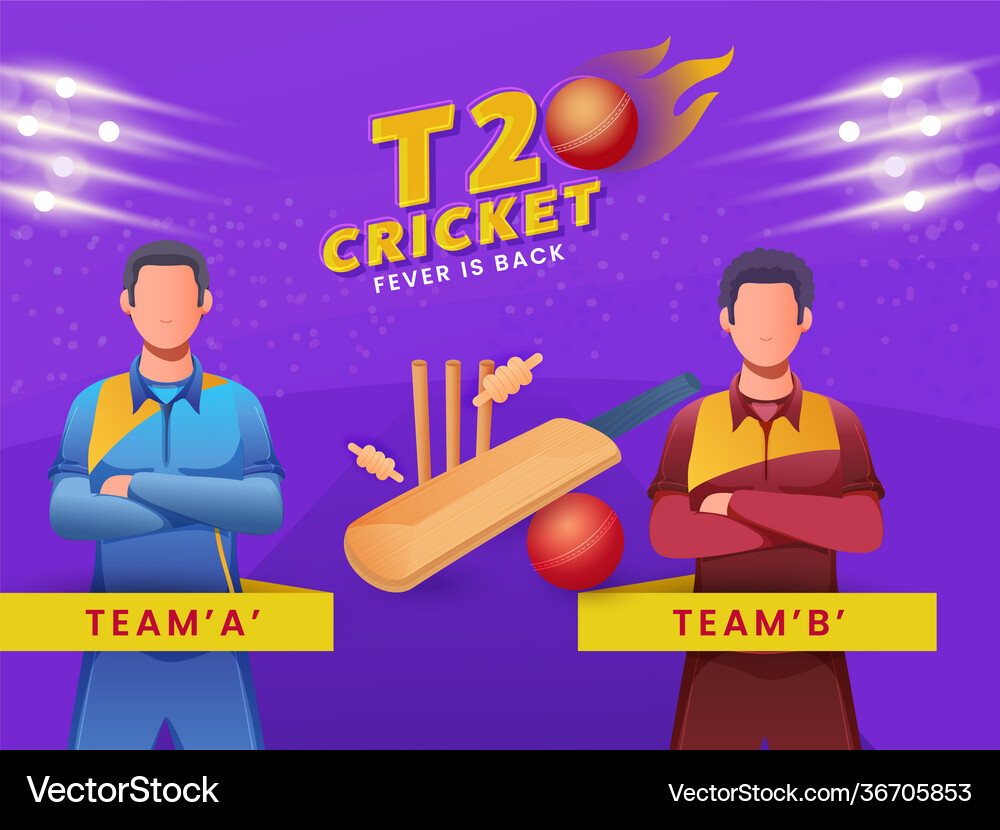 Cartoon cricketers participant team a b Royalty Free Vector