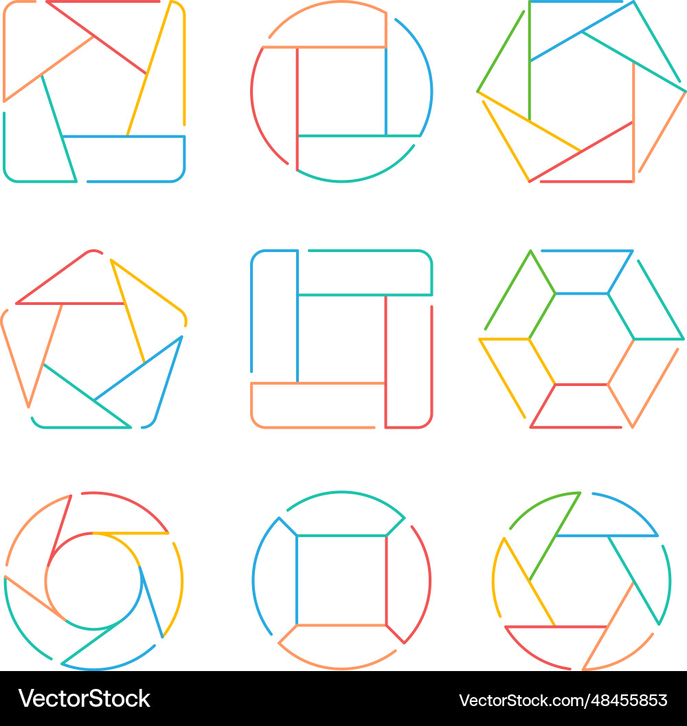 Color thick line shapes infographic template set Vector Image