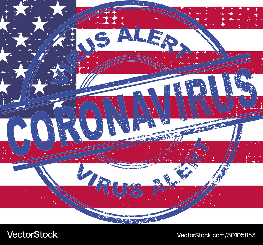 Coronavirus alert stamp on us flag Royalty Free Vector Image