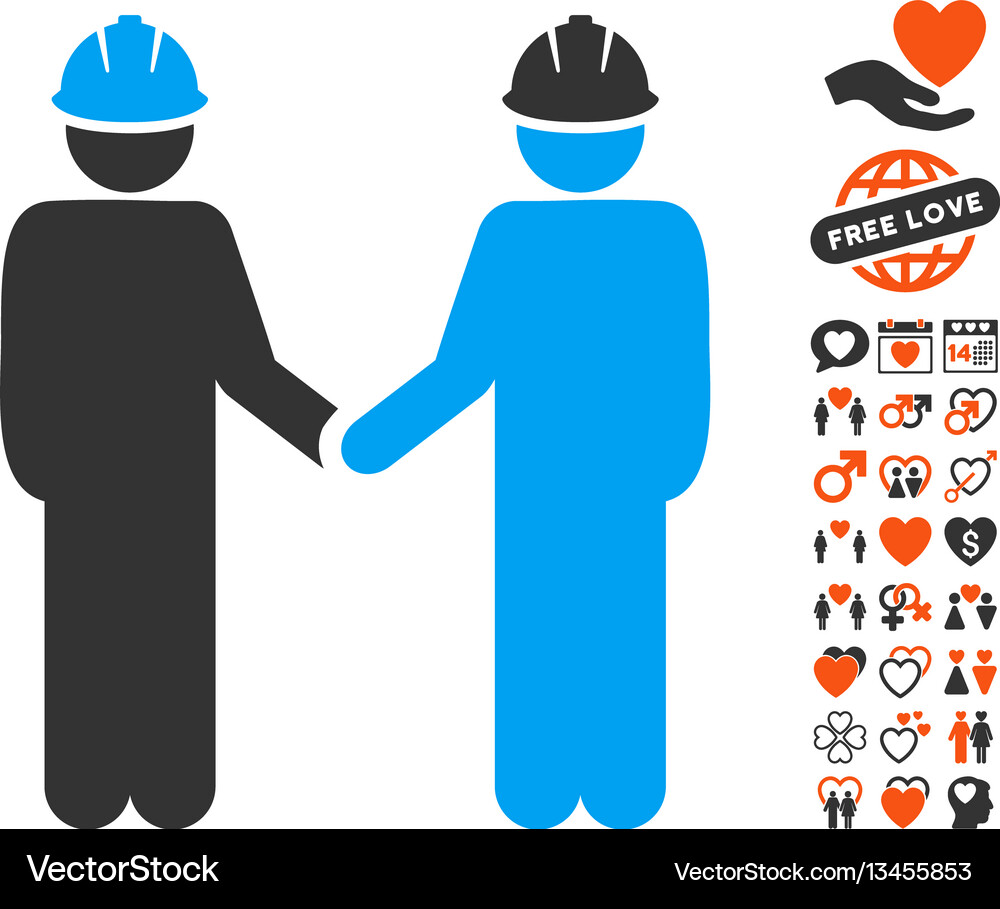 Engineer persons handshake icon with lovely bonus Vector Image