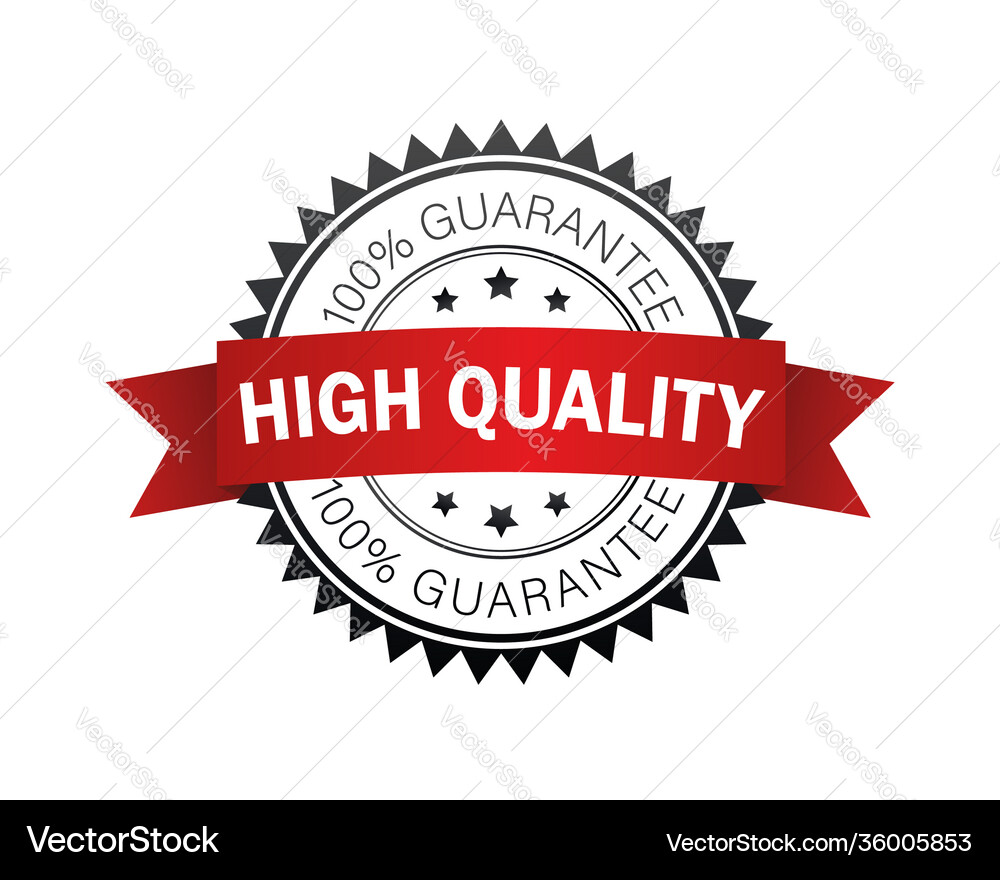 High quality label quality black-red stamp Vector Image