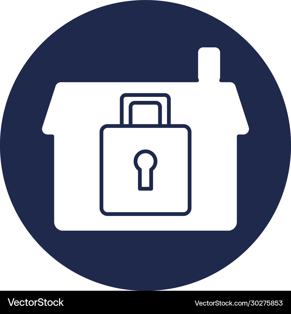 House front facade with padlock block silhouette Vector Image