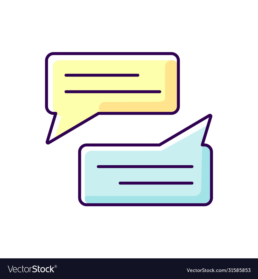 Message bubbles yellow and blue rgb color icon Vector Image