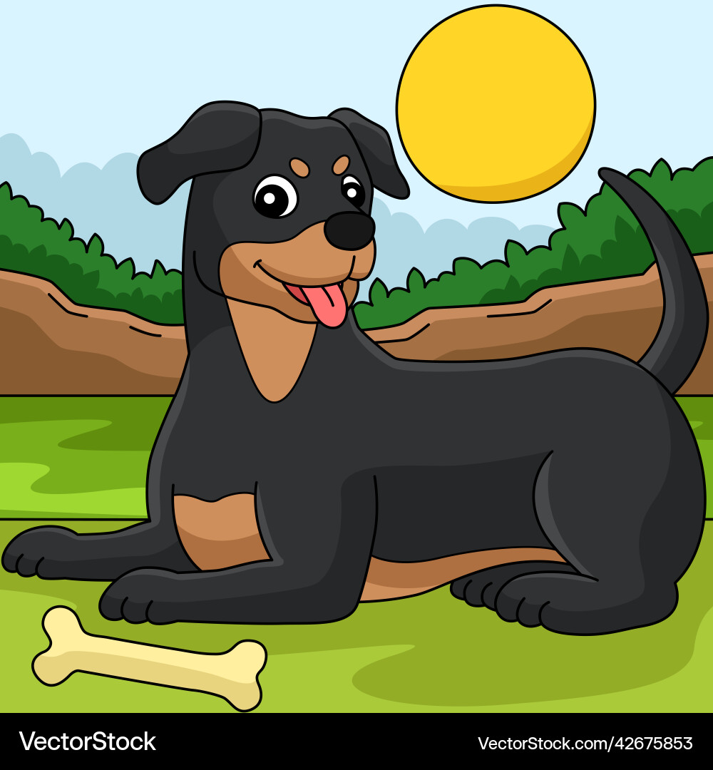 Rottweiler dog colored cartoon Royalty Free Vector Image
