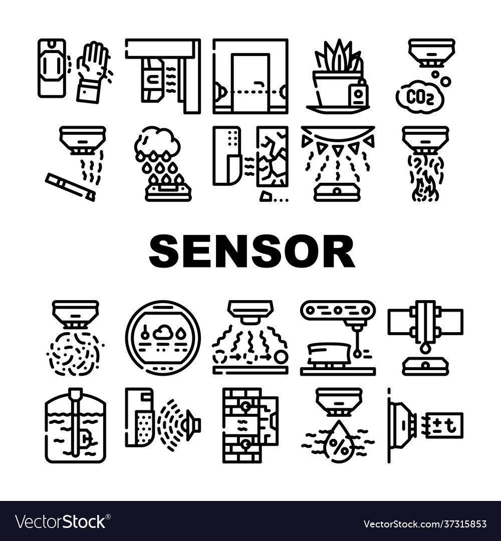 Sensor electronic tool collection icons set Vector Image