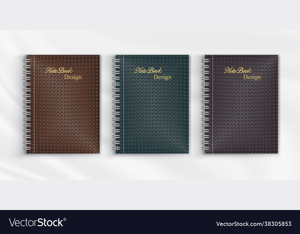 Set geometric pattern notebook cover Royalty Free Vector