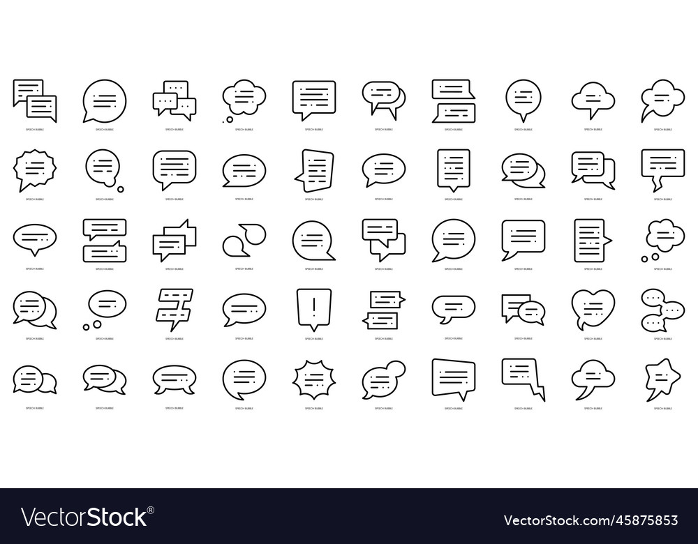 Set of simple outline speech bubbles icons thin Vector Image