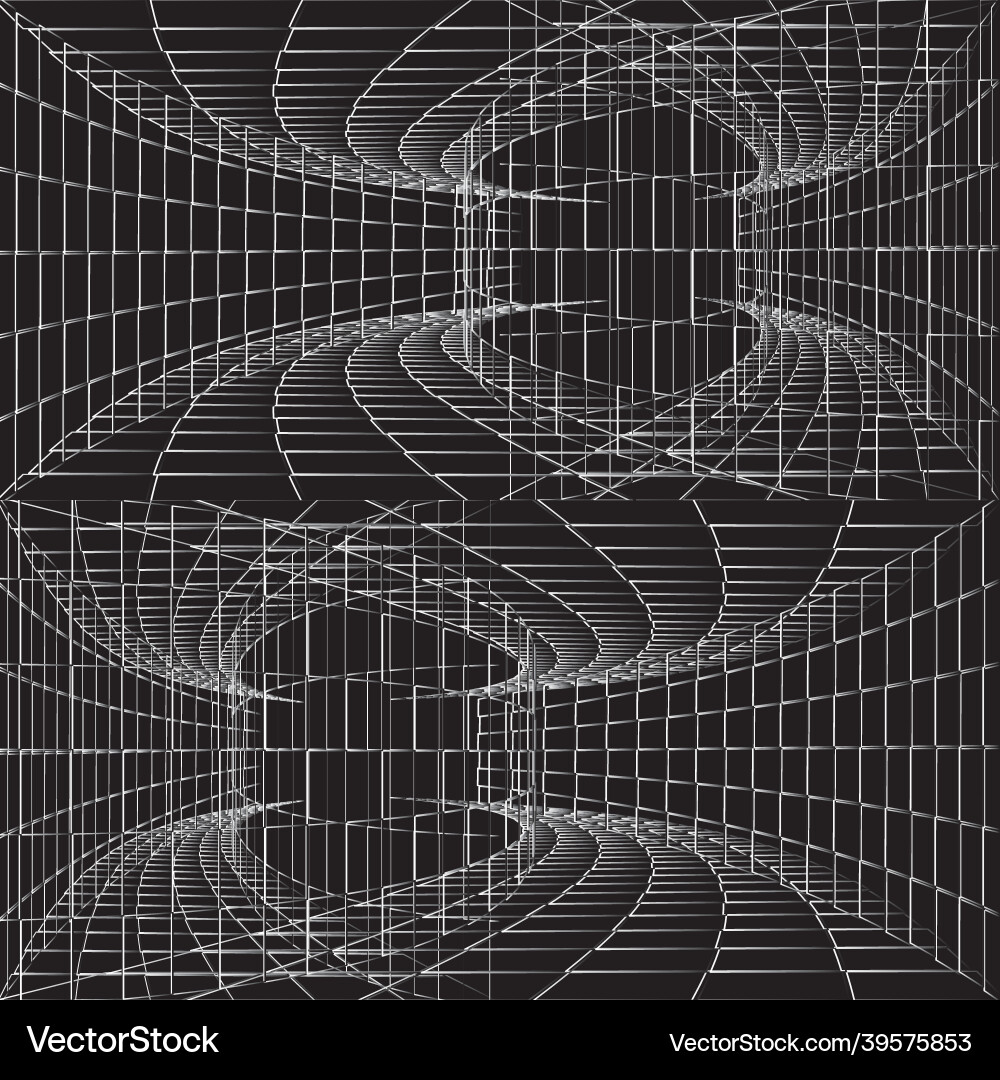 Tunnel or wormhole latticed wireframe 3d Vector Image