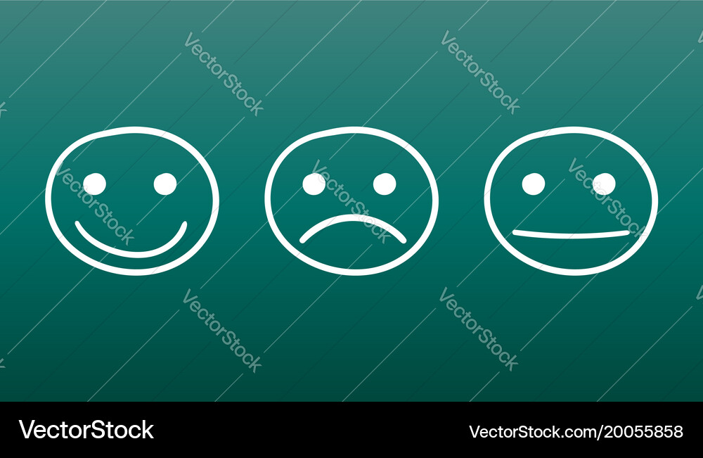 Hand drawn smiley icon emotion face in flat style Vector Image
