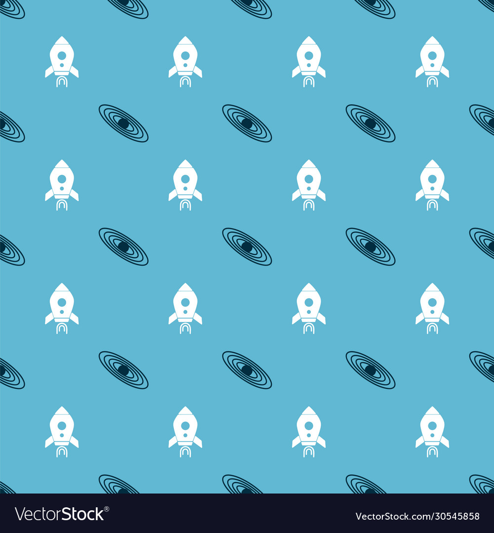 Set planet and rocket ship with fire on seamless Vector Image Set planet and rocket ship with fire on seamless Vector Image