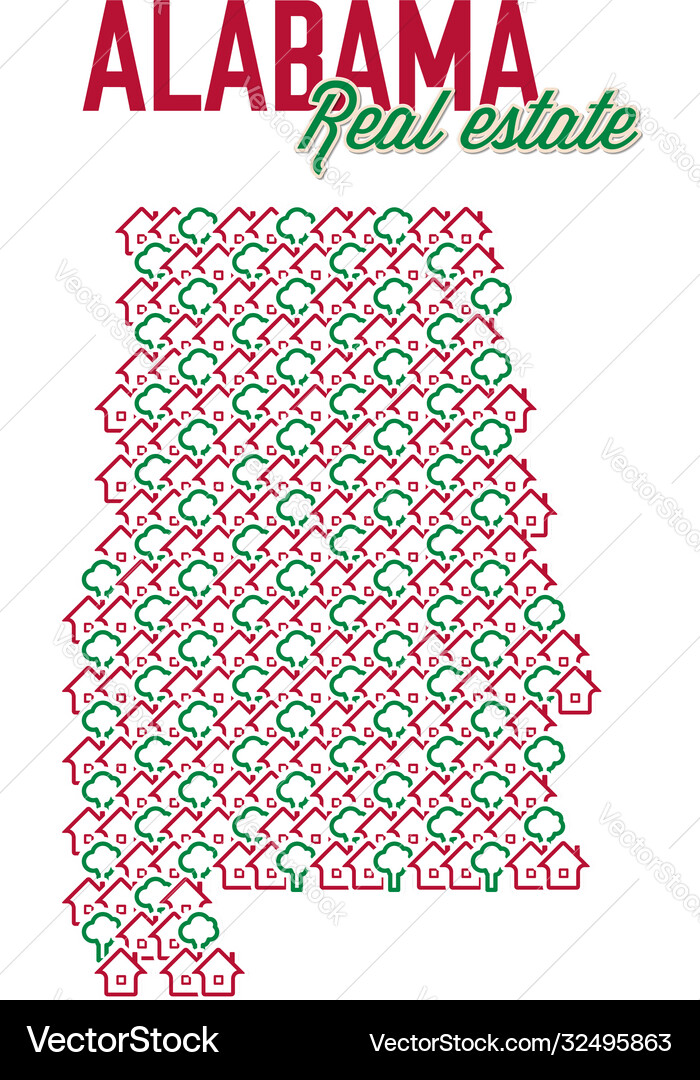 Alabama real estate properties map text design Vector Image
