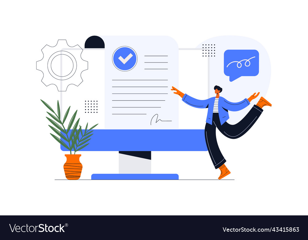 Characters signing legal document electronic Vector Image Characters signing legal document electronic Vector Image