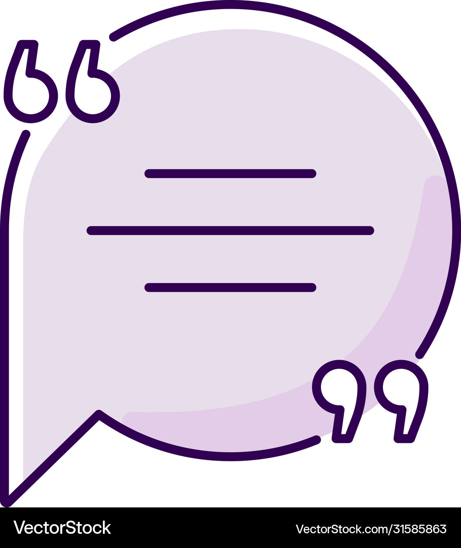 Chat bubble with quotation marks purple rgb color Vector Image