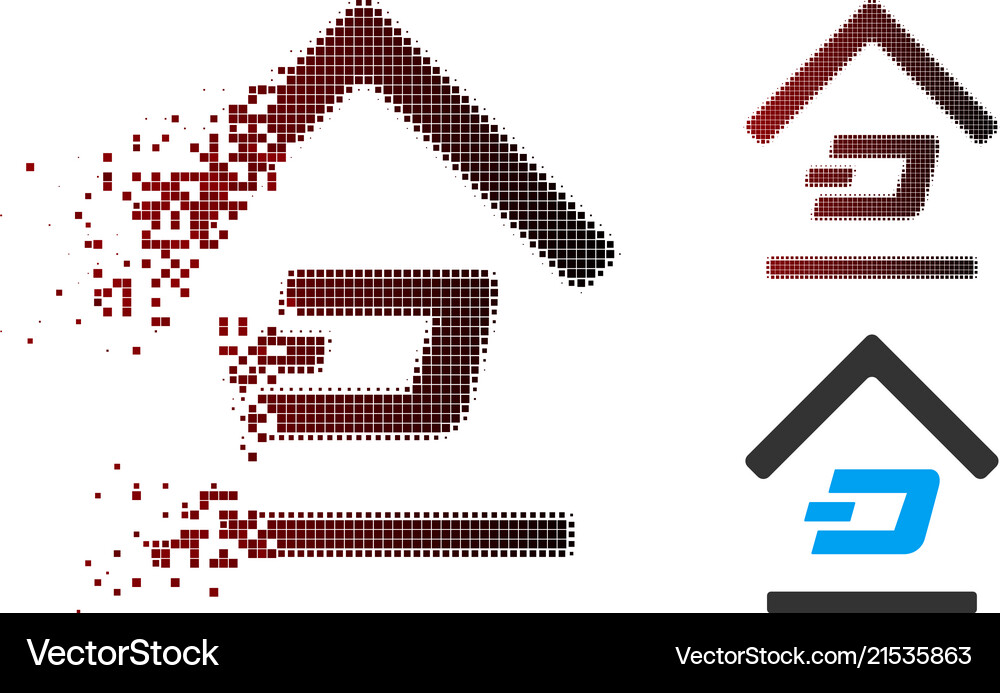 Fractured pixel halftone dash garage icon Vector Image