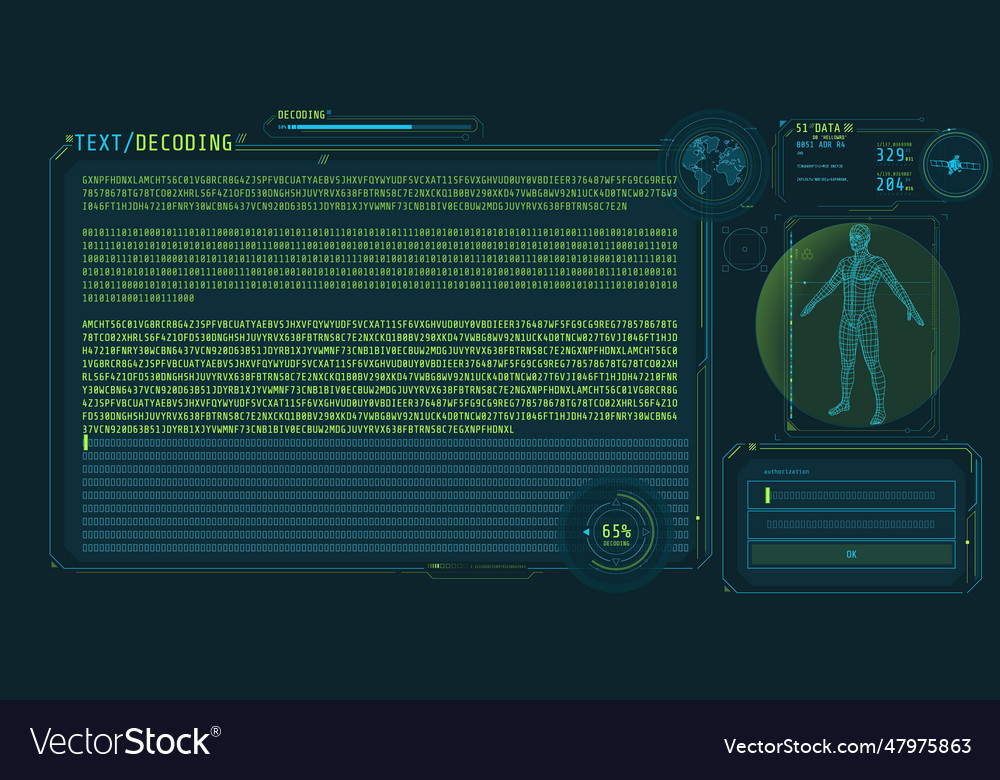 Hud interface futuristic design with text decoding