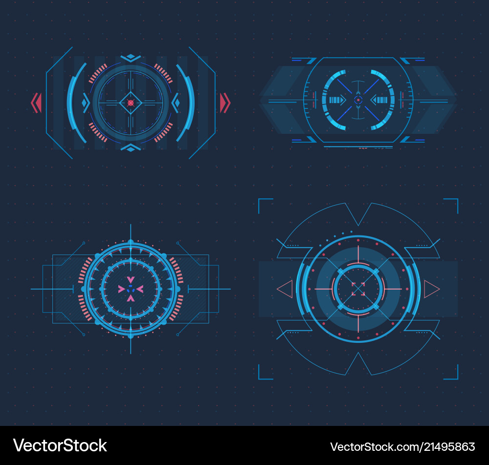 Set of isolated optical sights for weapons Vector Image