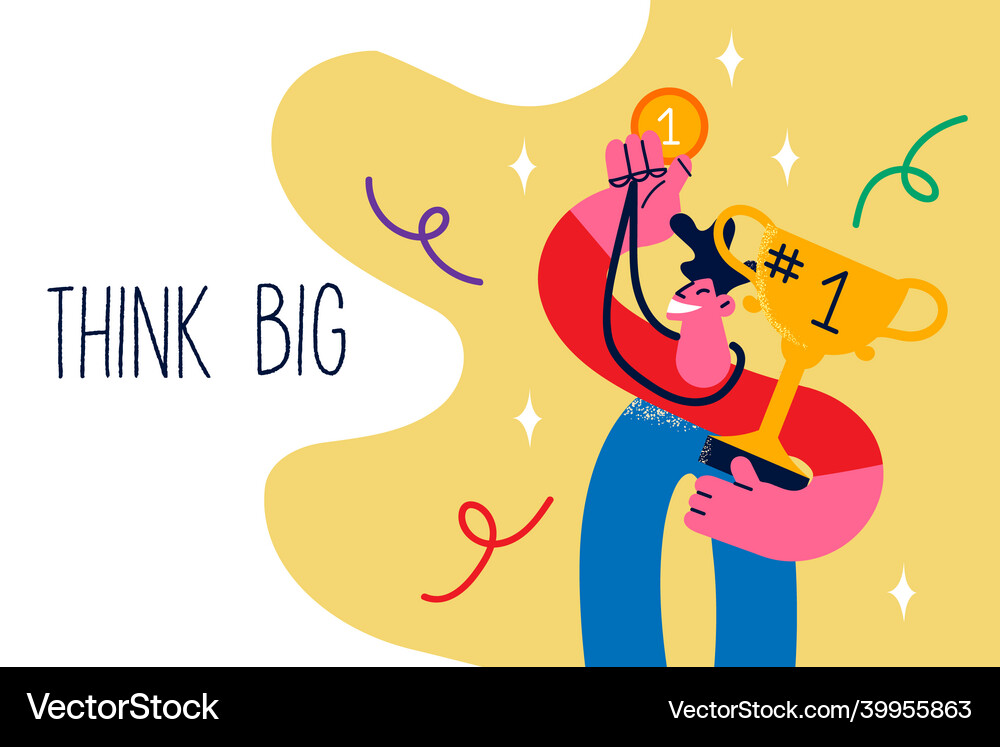 Winning success and think big concept Royalty Free Vector