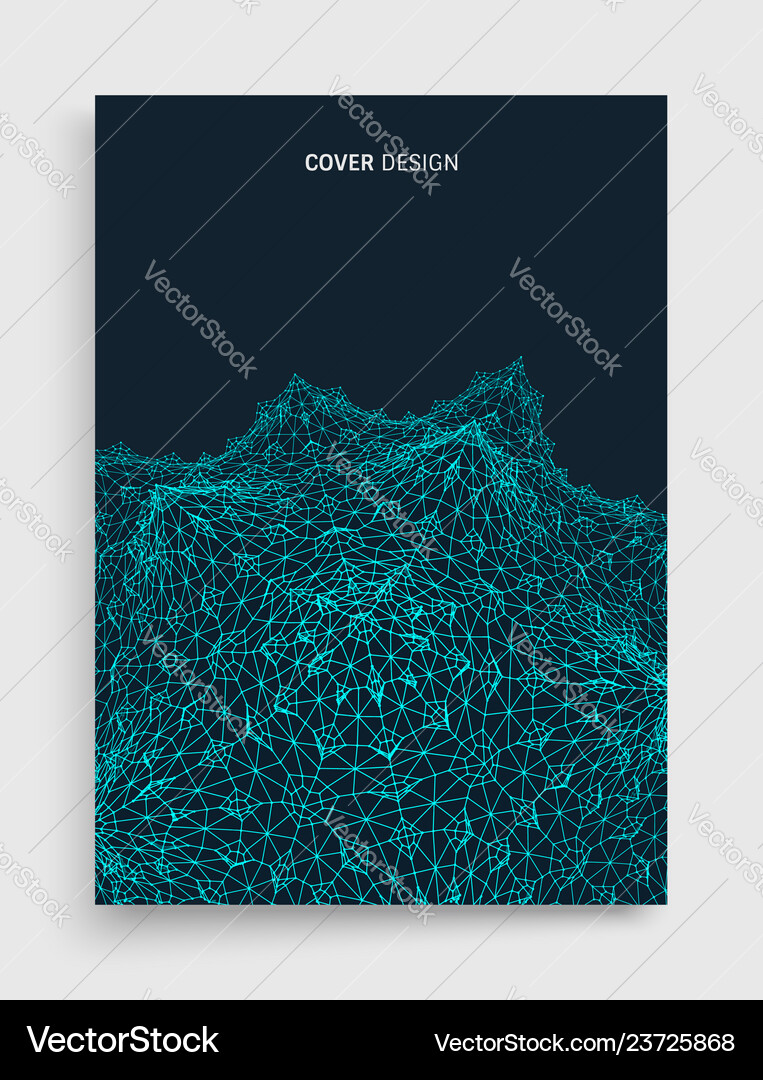3d cover design template futuristic landscape grid