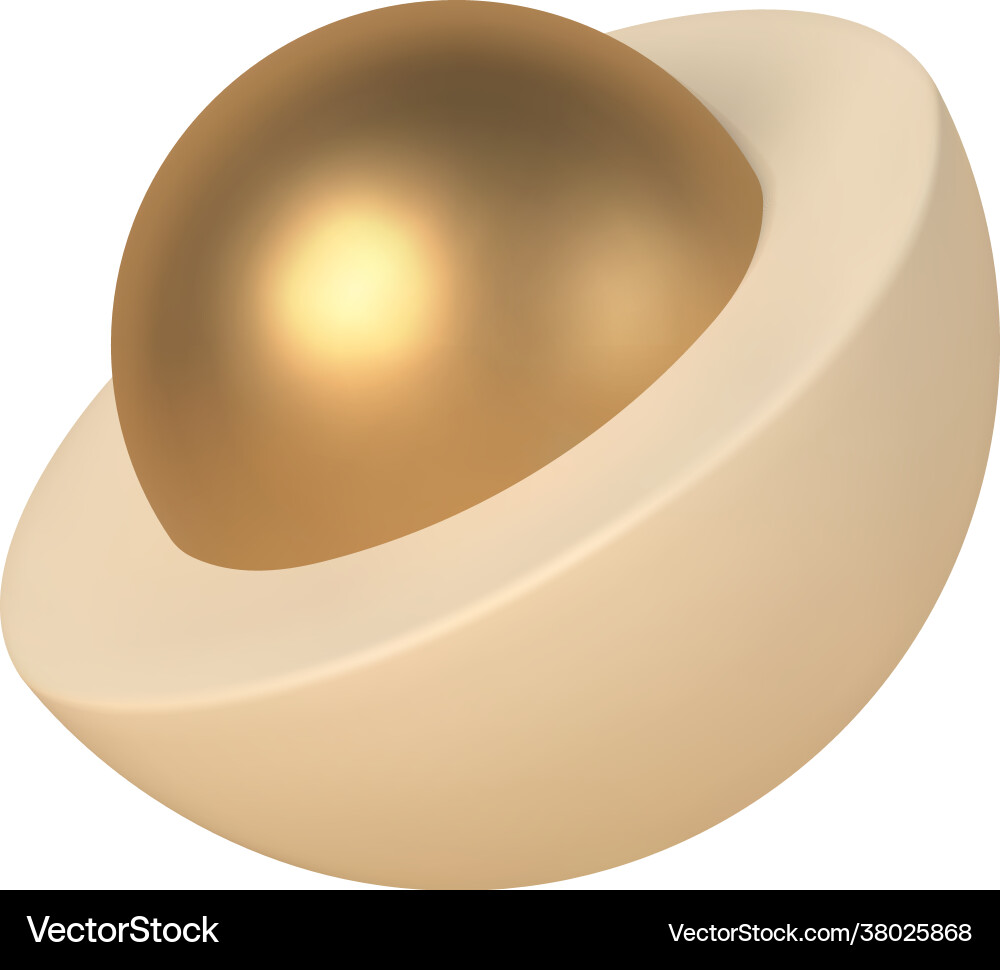 Abstract 3d hemisphere with golden ball inside Vector Image