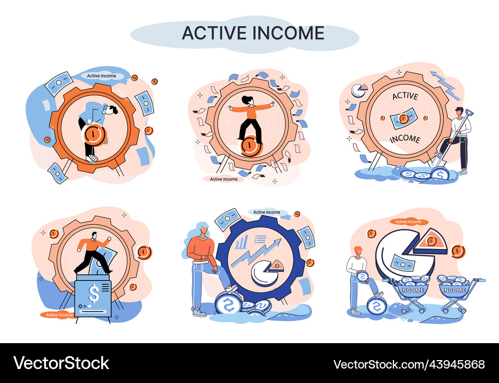 Active income obtained in course of certain Vector Image