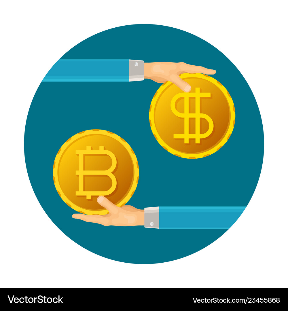 Bitcoin exchange service sign in flat style Vector Image