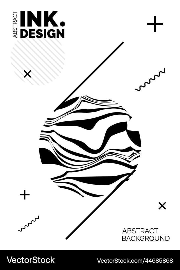 Black lines poster template trendy abstract wavy Vector Image