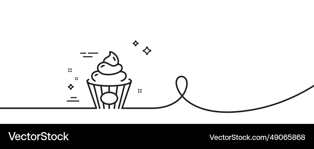 Cake line icon birthday cupcake sign continuous Vector Image